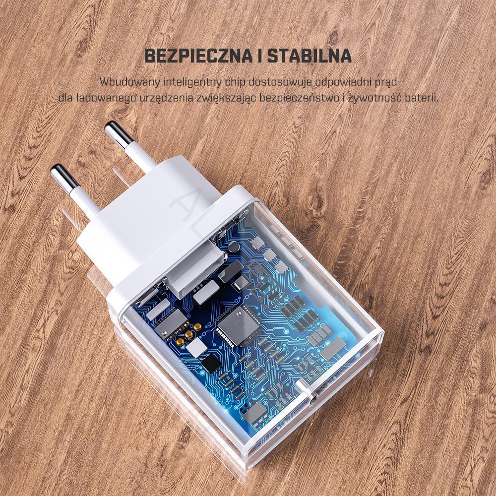 ROCK SPACE Ładowarka Sieciowa USB-C PD MFI +Kabel