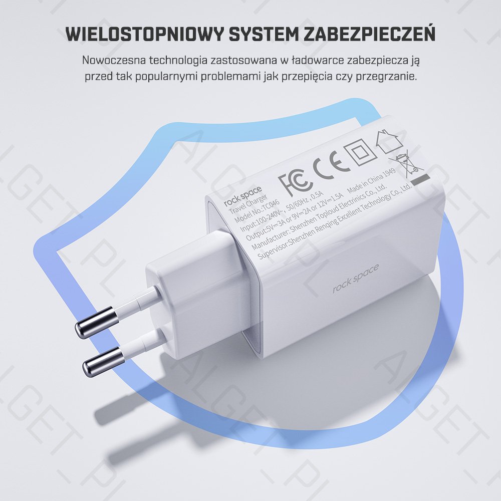 ROCK SPACE Ładowarka Sieciowa USB-C PD MFI +Kabel