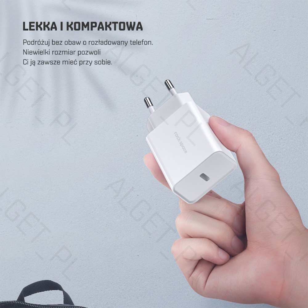 ROCK SPACE Ładowarka Sieciowa USB-C PD MFI +Kabel